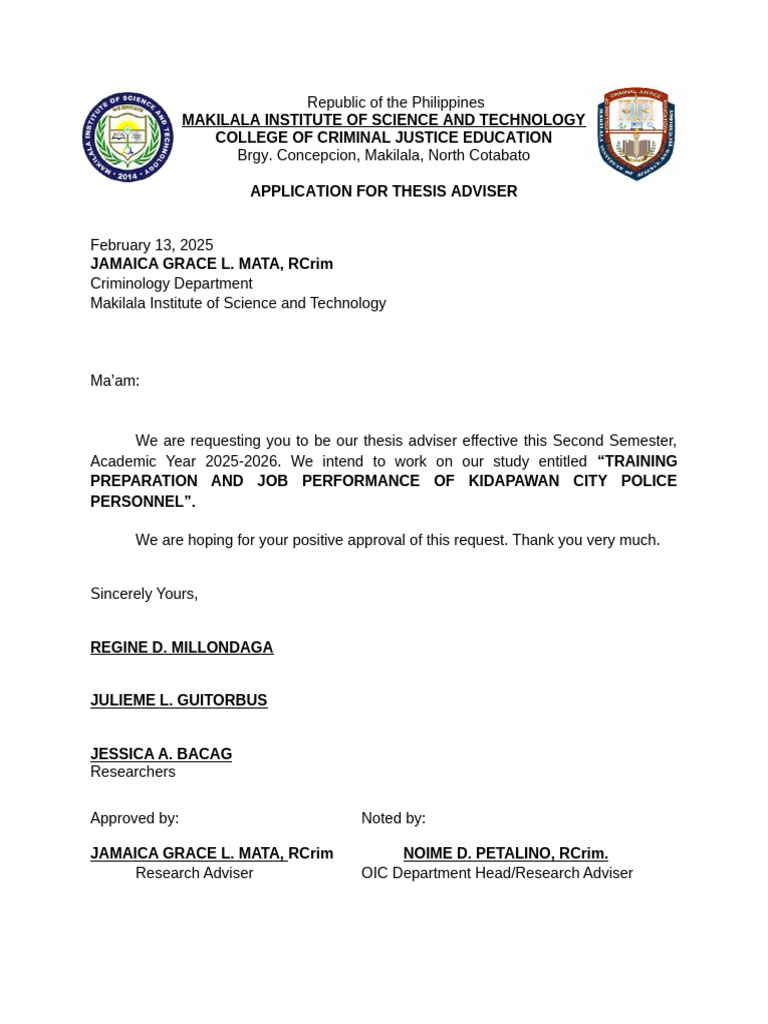 Application For Thesis Adviser | PDF