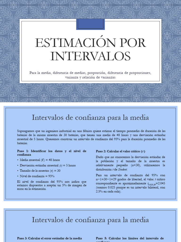 Estimación Por Intervalos | PDF | Intervalo de confianza | Error estándar