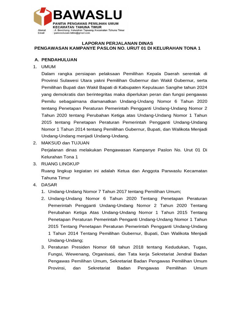 Pengawasan Kampanye Paslon 01 Tona 1 | PDF