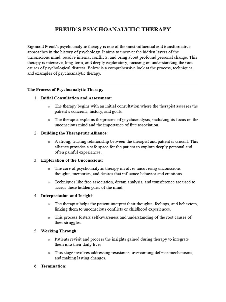 Freud - Psychoanalytic Therapy | PDF | Psychotherapy | Psychoanalysis
