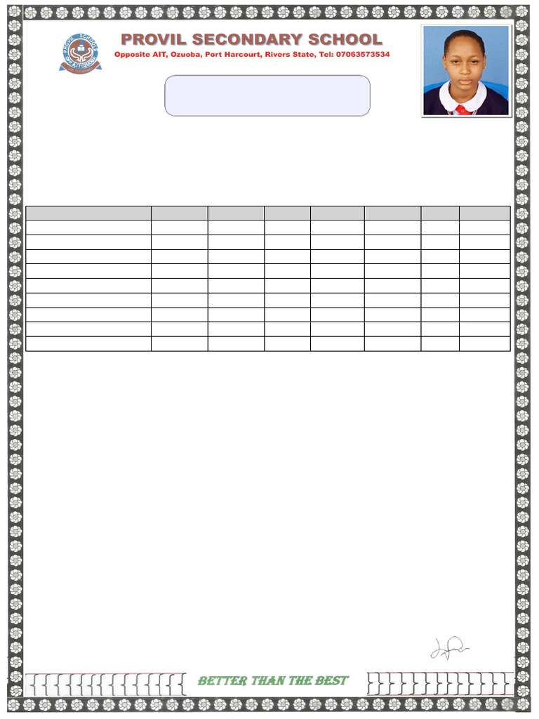 Ogbonna Divine Gift, ss2 Science First Term Terminal Report | PDF