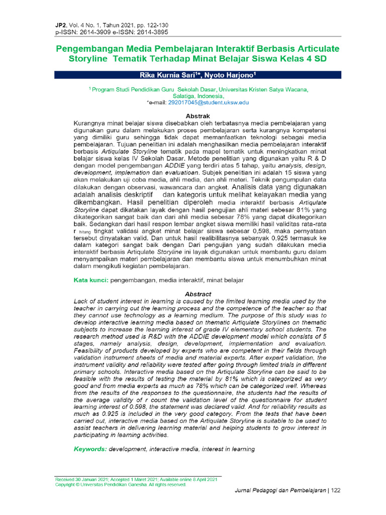 View of Pengembangan Media Pembelajaran Interaktif Berbasis Articulate Storyline Tematik ...