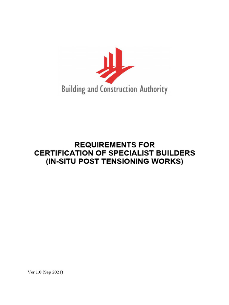 Requirements For Certification of Specialist Builders (In Situ Post ...