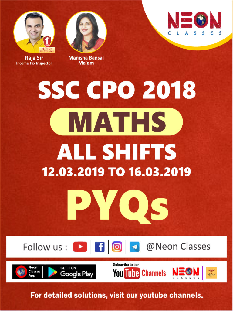 SSC CPO 2018 Math Questions | PDF