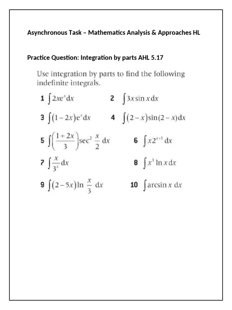 Asynchronous Task - Integration by Parts | PDF
