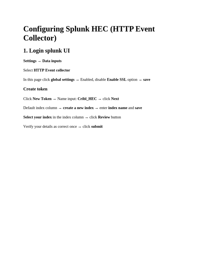Configure Splunk HEC with Cribl Stream | PDF