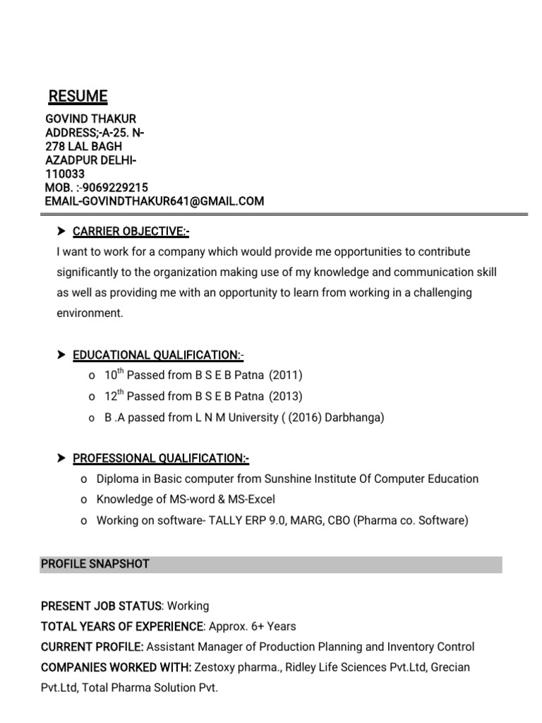 Resume (Govind)(1) | PDF | Business