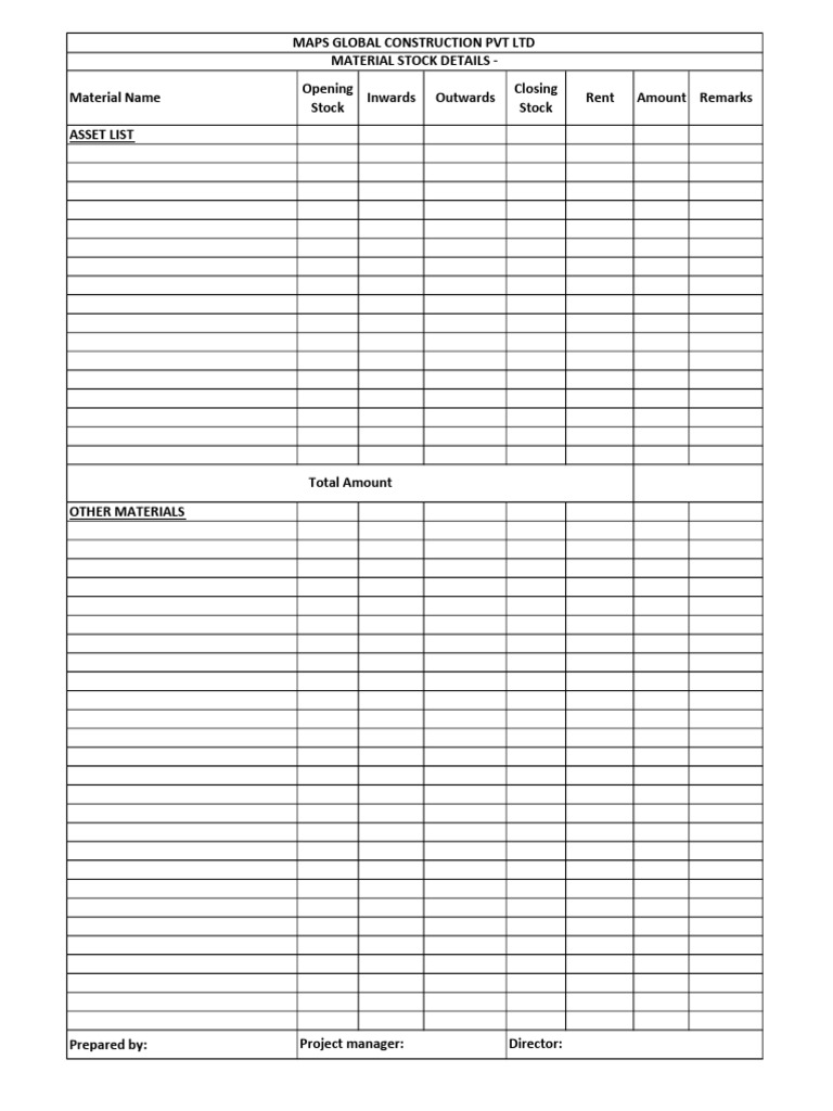 Material Stock List | PDF