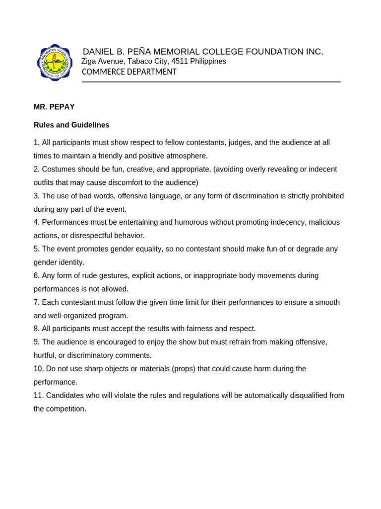 MR Pepay (Rules and Guidelines) | PDF