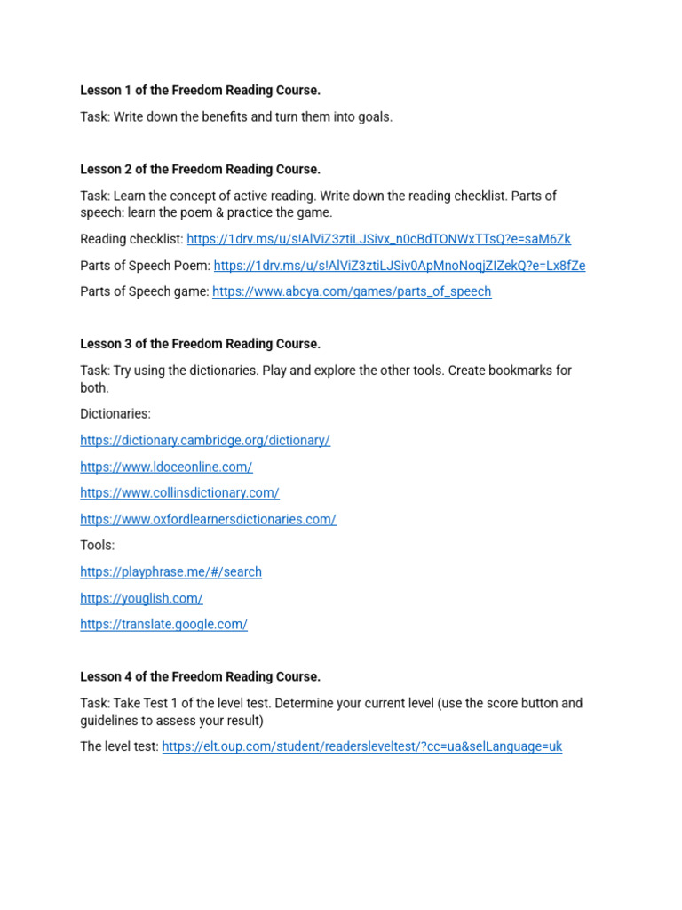 7.1 Resources - Freedom Reading Course | PDF | Linguistics | Human ...