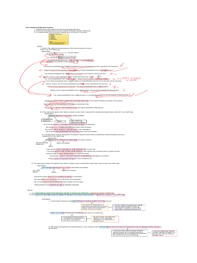 Non-Defining Adjective Clause | PDF | Adjective | Noun