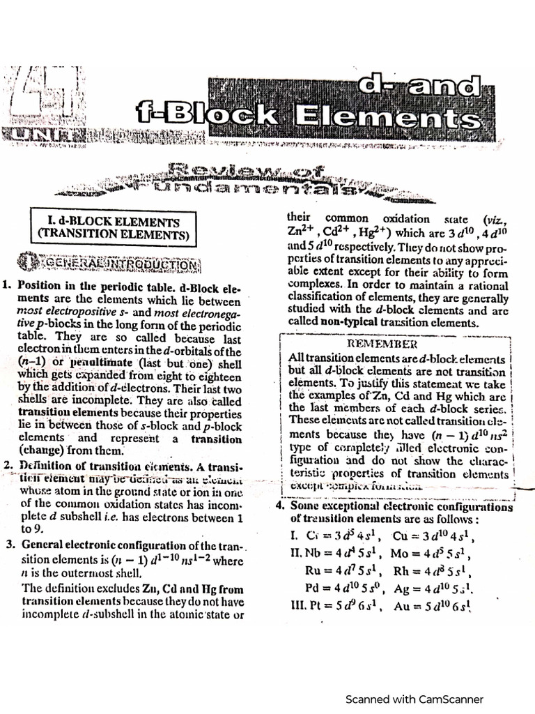 d and f block elements | PDF