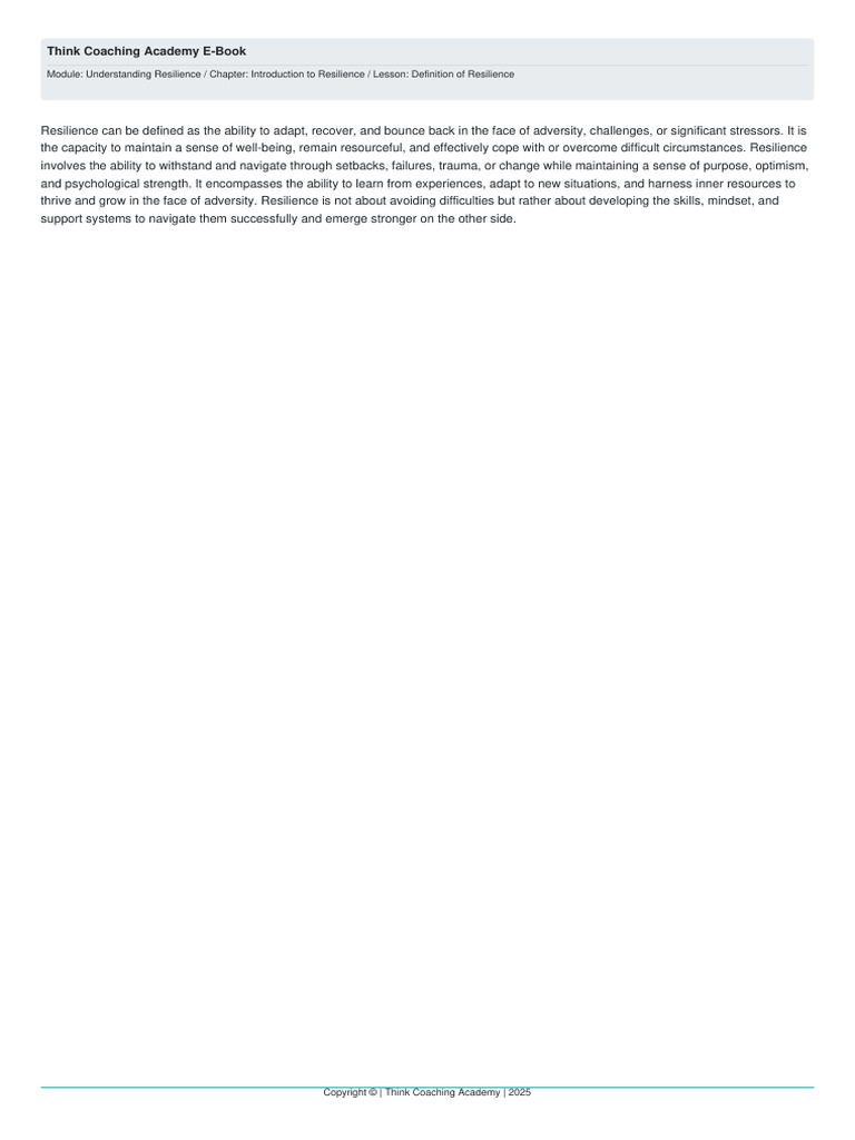 Definition of Resilience | PDF
