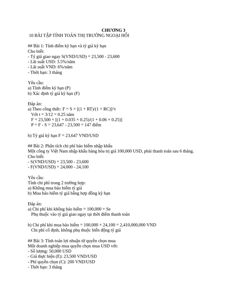 Forex Calculation Problems - MD | PDF