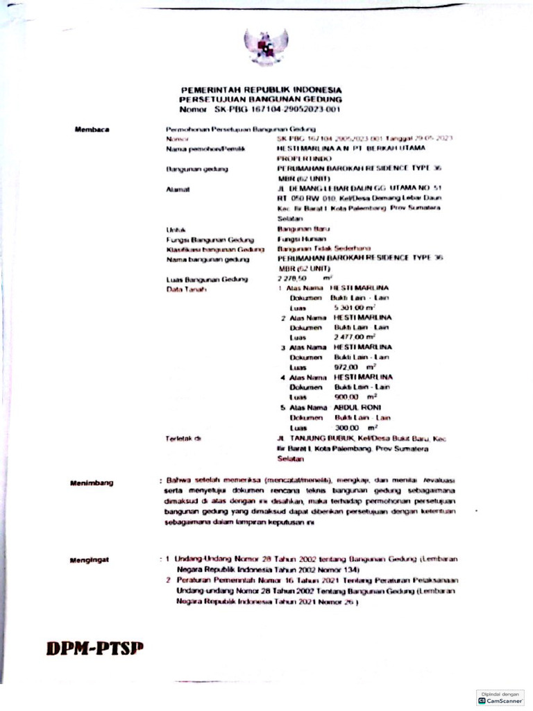 PBG dan Siteplan Barokah residence blok | PDF