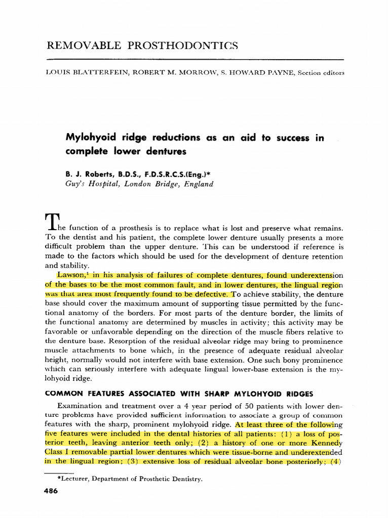 Mylohyoid Ridge Reduction for Dentures | PDF | Dentures | Dentistry ...