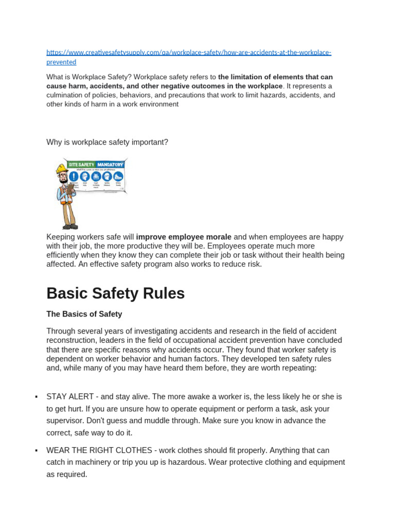 Worplace Safety Practices | PDF | Occupational Safety And Health | Safety