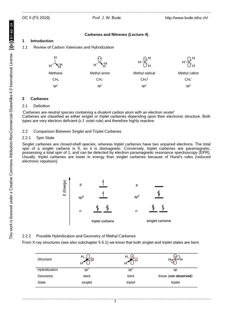 OCII FS2019 L04-Carbenes CC | PDF | Organic Chemistry | Chemistry