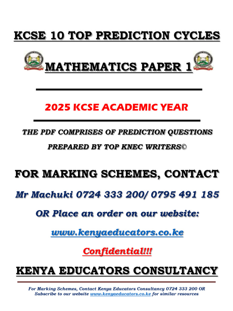 Mat PP1 Kcse 2025 Top Prediction Cycles | PDF | Area