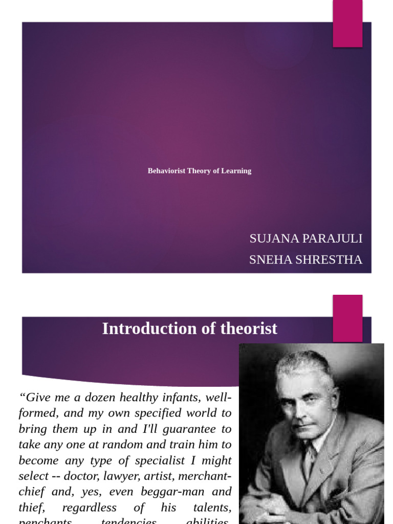 Behaviorist Theory of Learning | PDF | Behaviorism | Classical Conditioning