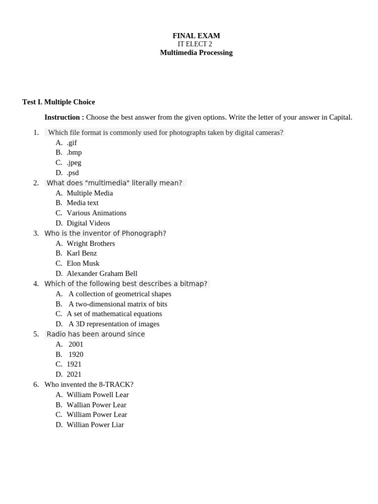 Multimedia Final exam | PDF | Adobe Photoshop | Graphic Design