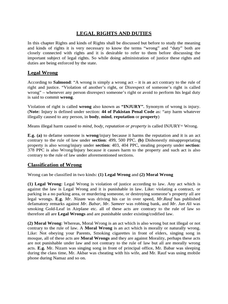 Legal Rights and Duties | PDF | Equity (Law) | Property