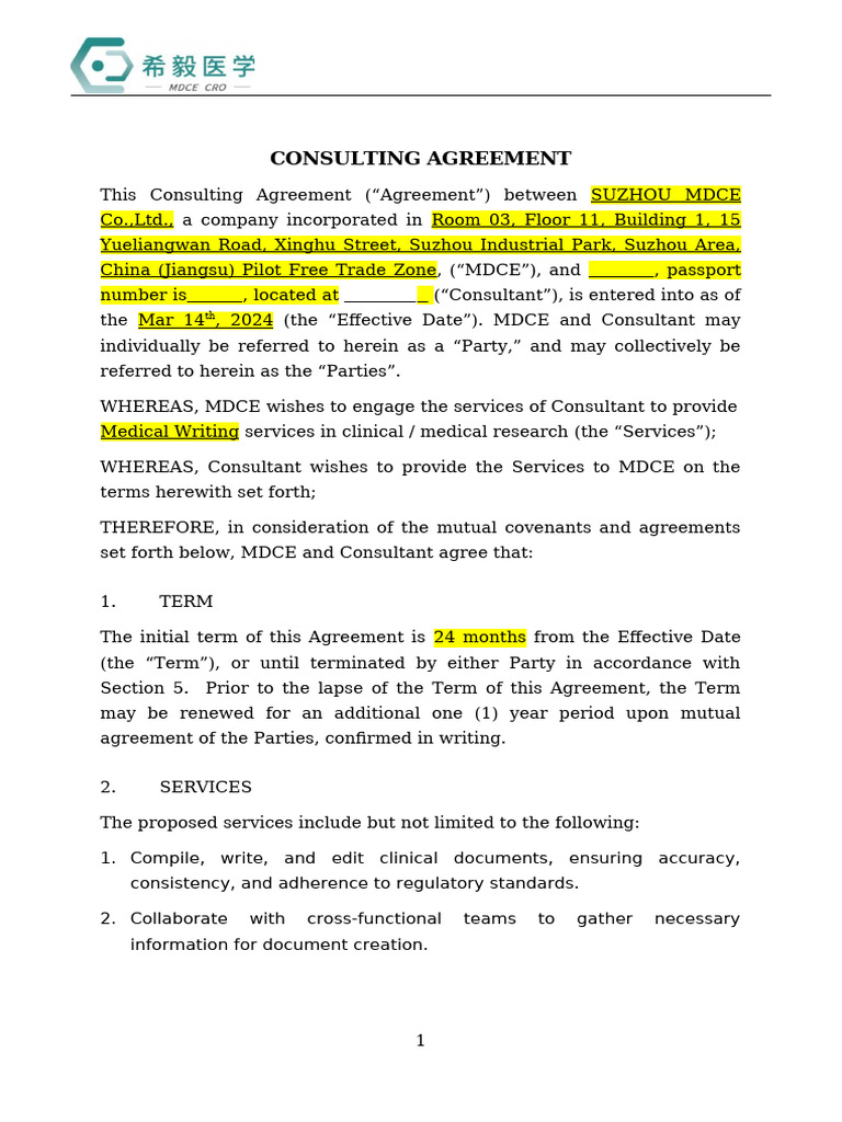 01-Consulting Agreement (MDCE-Karna) | PDF | Trade Secret | Arbitration