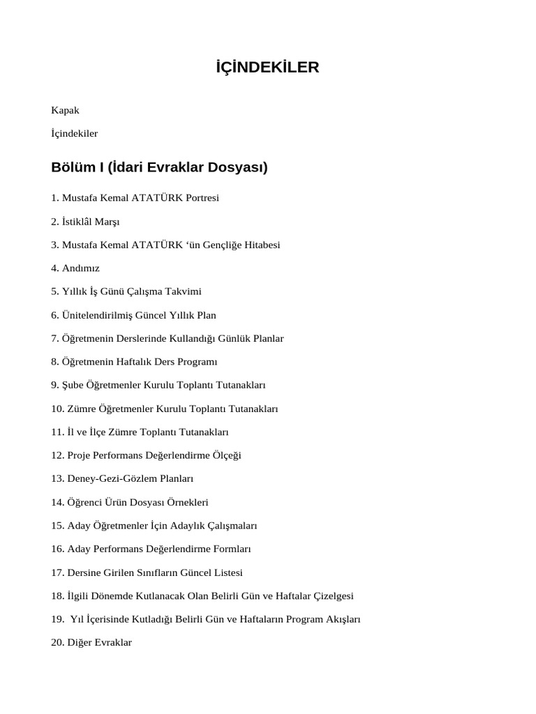 Icindekiler | PDF