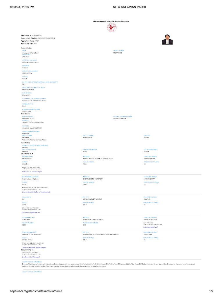 Complete Application LLB | PDF