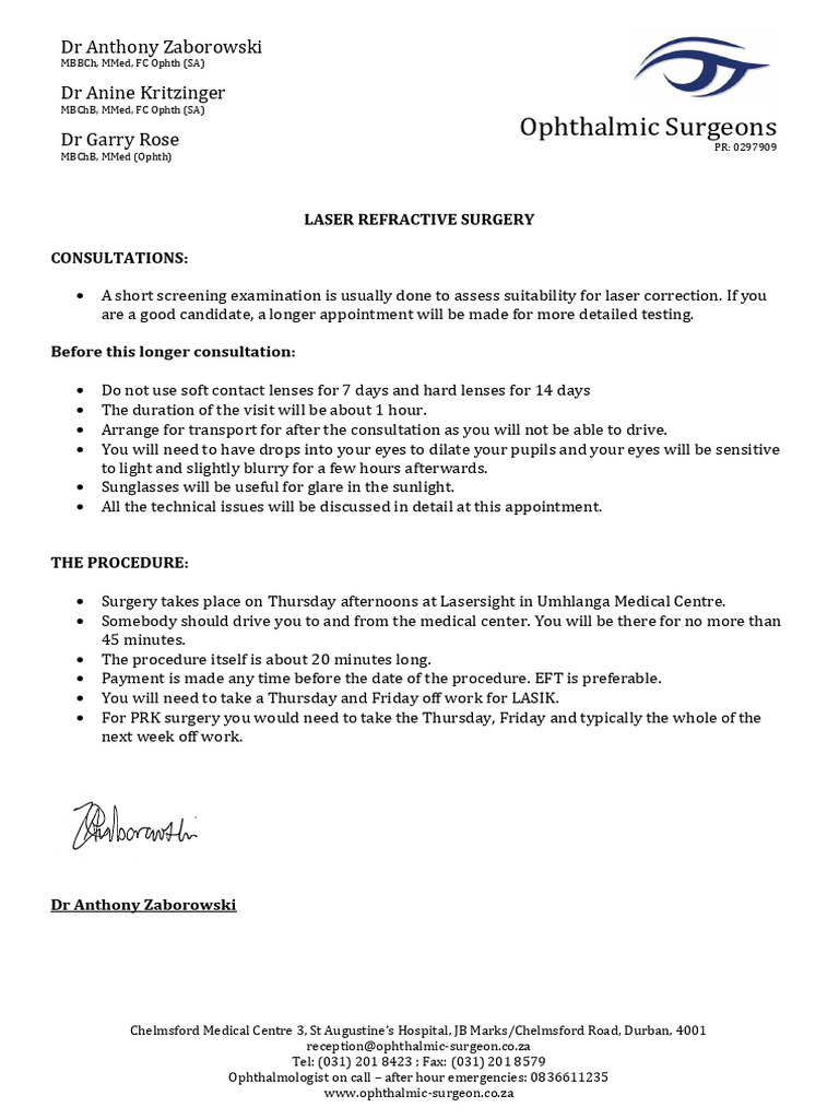 Pre-Laser Patient Info | PDF