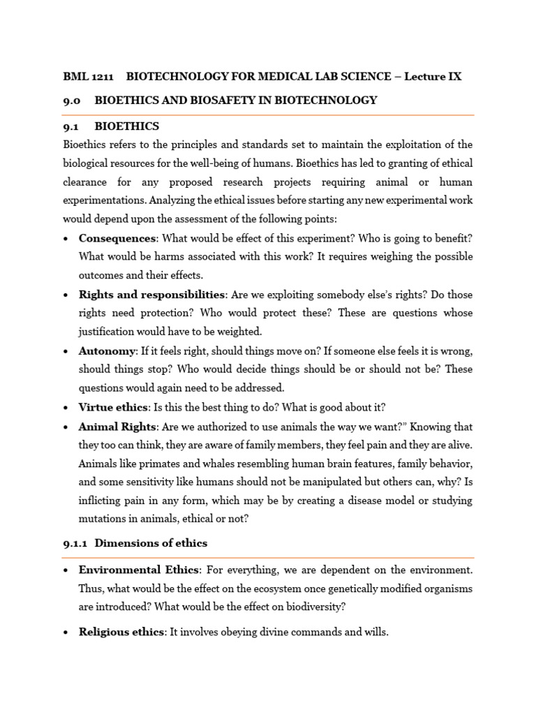BML 1211 Biotechnology For Medical Lab Science - Lecture IX | PDF ...