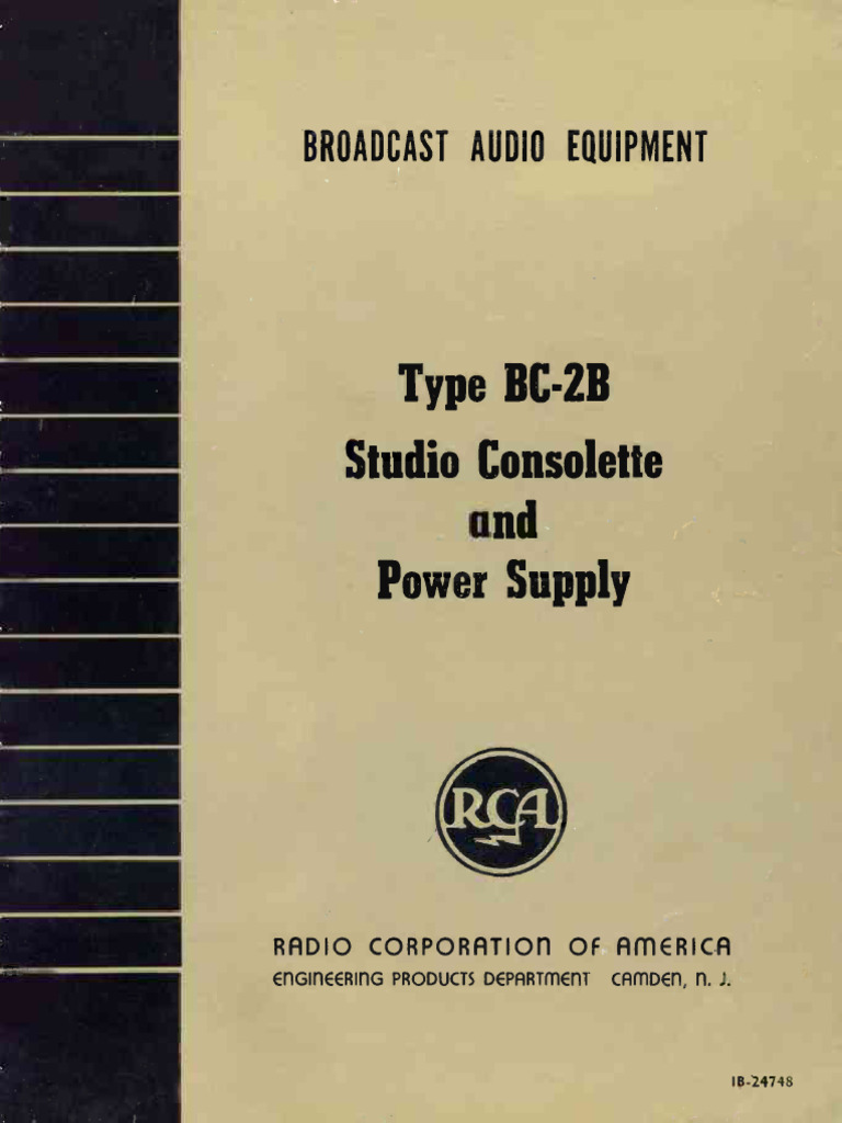 RCA Type BC-2B Studio Consolette | PDF | Loudspeaker | Amplifier