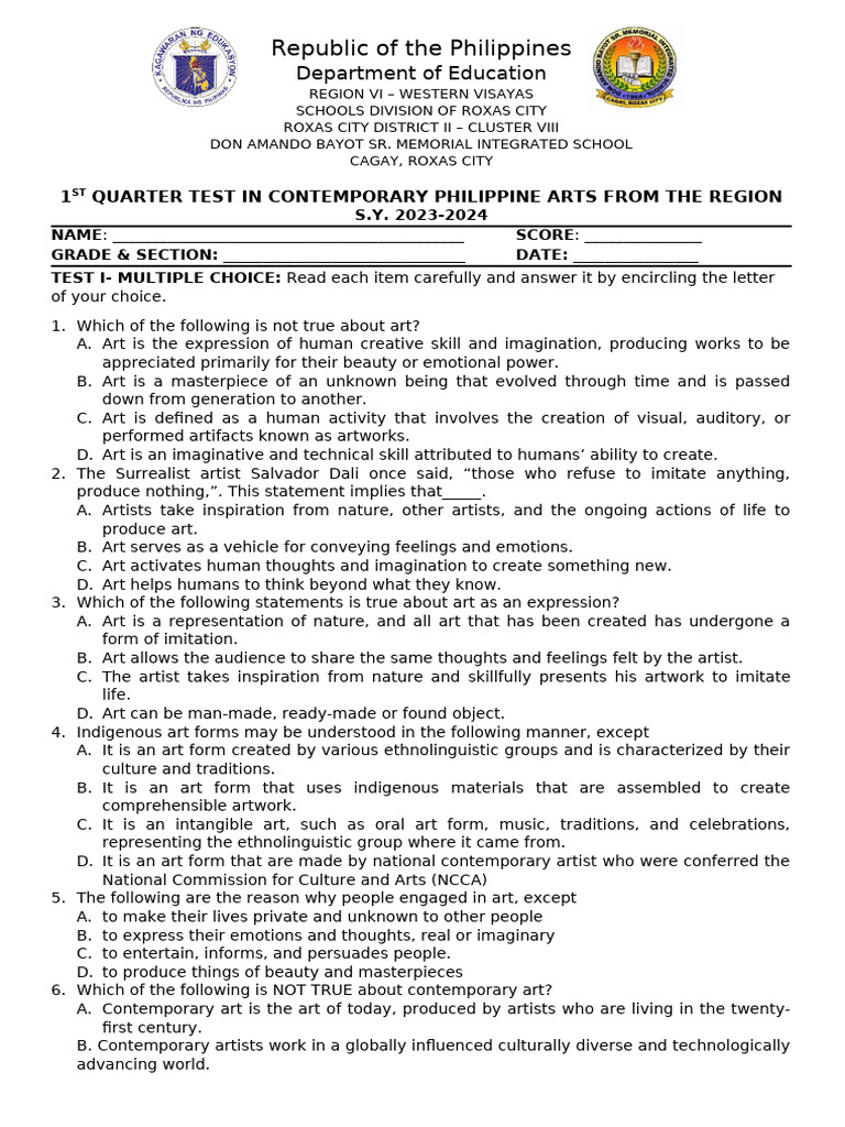 Final Exam in Cont Arts | PDF | The Arts