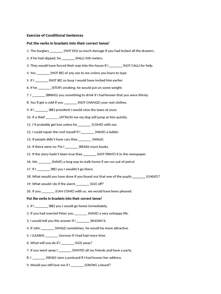 Exercise of Conditional Sentences | PDF | Linguistics | Grammar