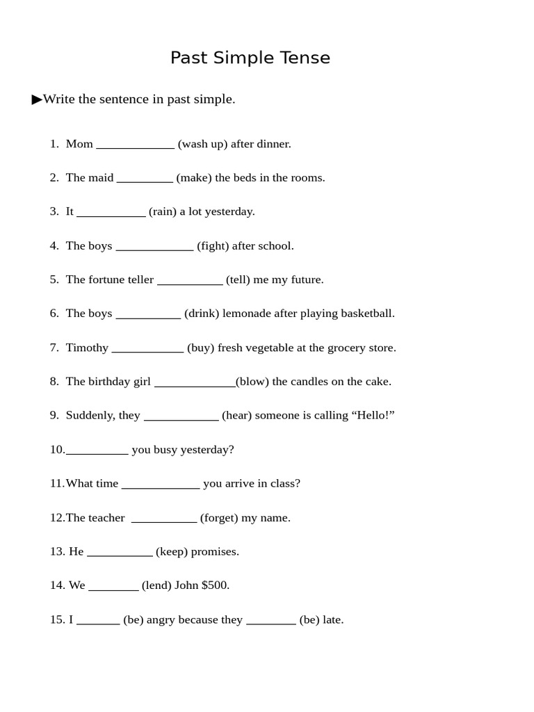 Past Simple Tense | PDF