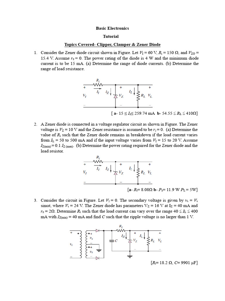Zener Diode Circuit Analysis Guide | PDF