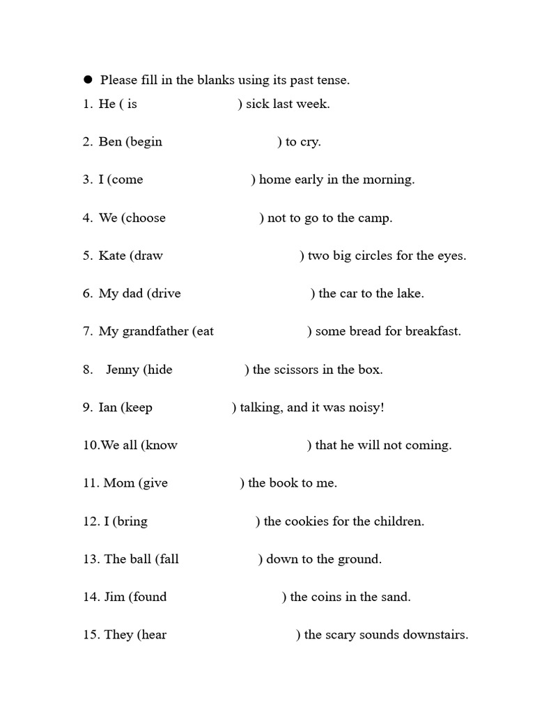 Past Simple Tense - Test | PDF