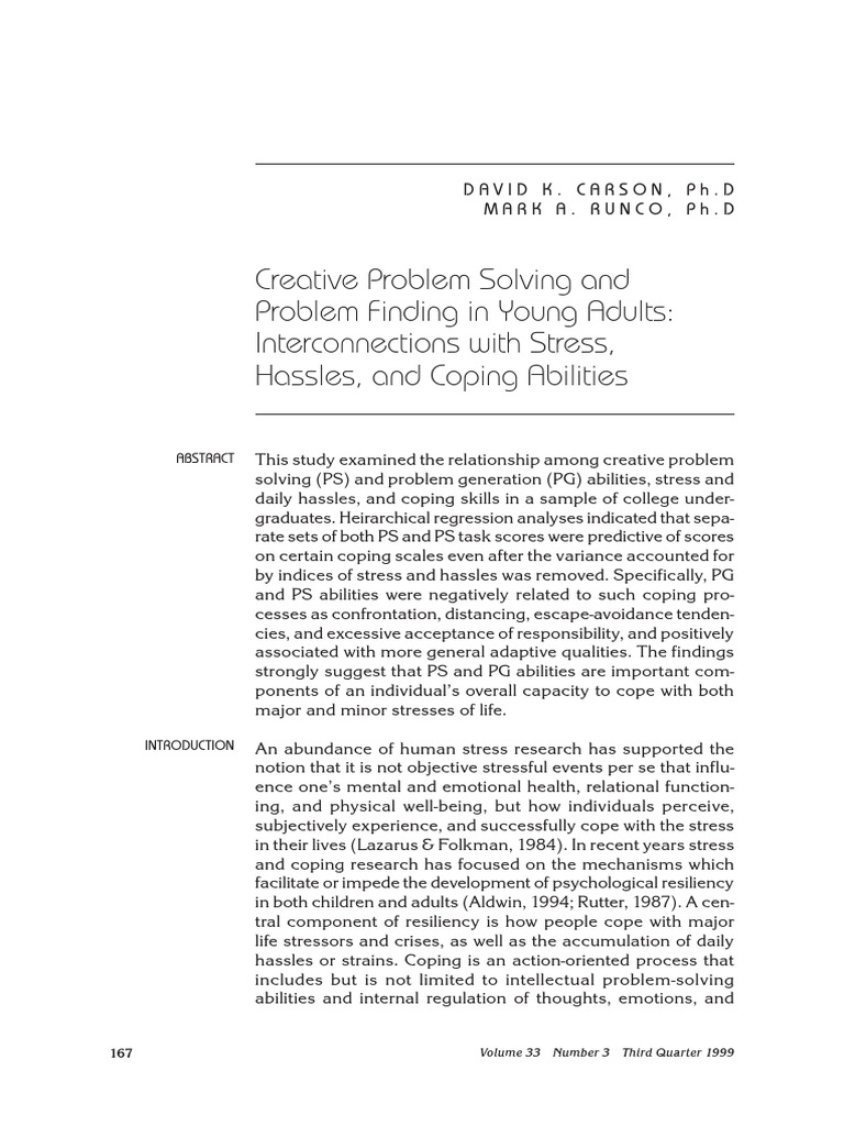 Creative Problem Solving and Problem Finding | PDF | Creativity | Stress (Biology)