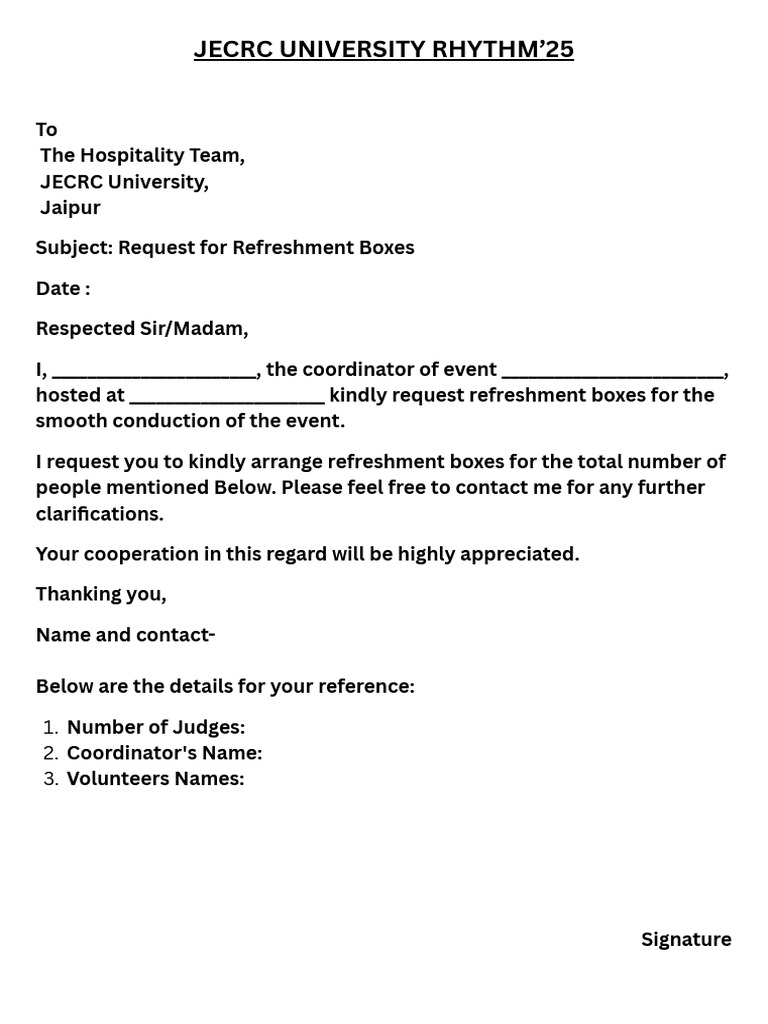 Refreshments Form | PDF