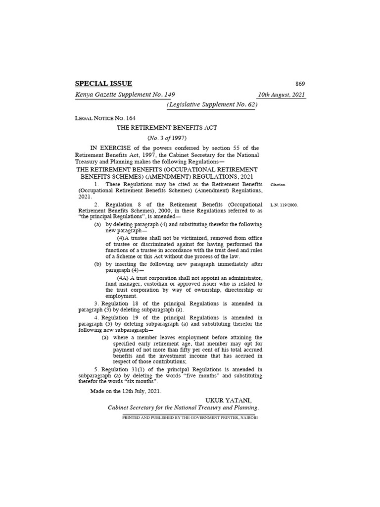 THE RETIREMENT BENEFITS (OCCUPATIONAL RETIREMENT BENEFITS SCHEMES ...