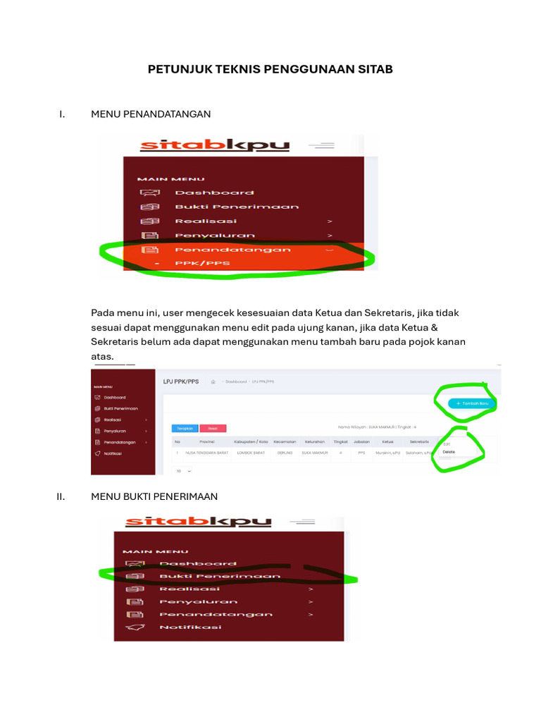 Petunjuk Teknis Penggunaan Sitab | PDF
