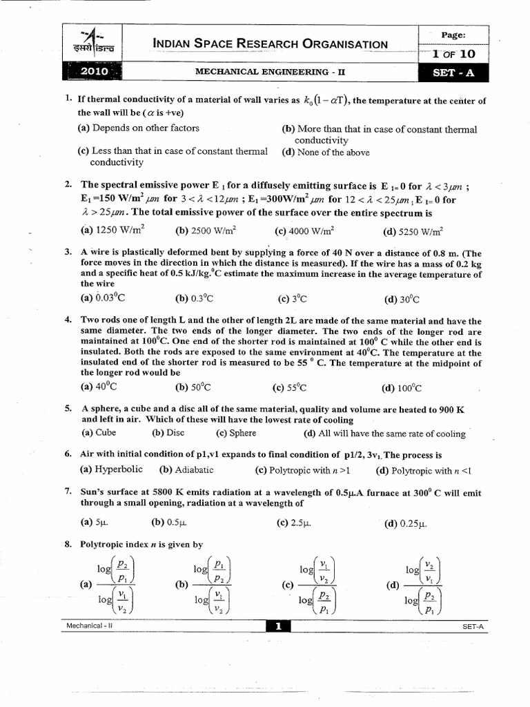 Isro Mechanical 2010 | PDF
