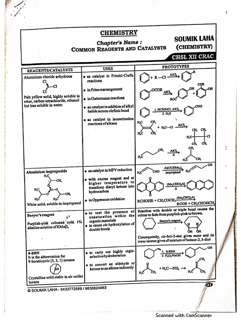 Common Reagents and Catalysts | PDF