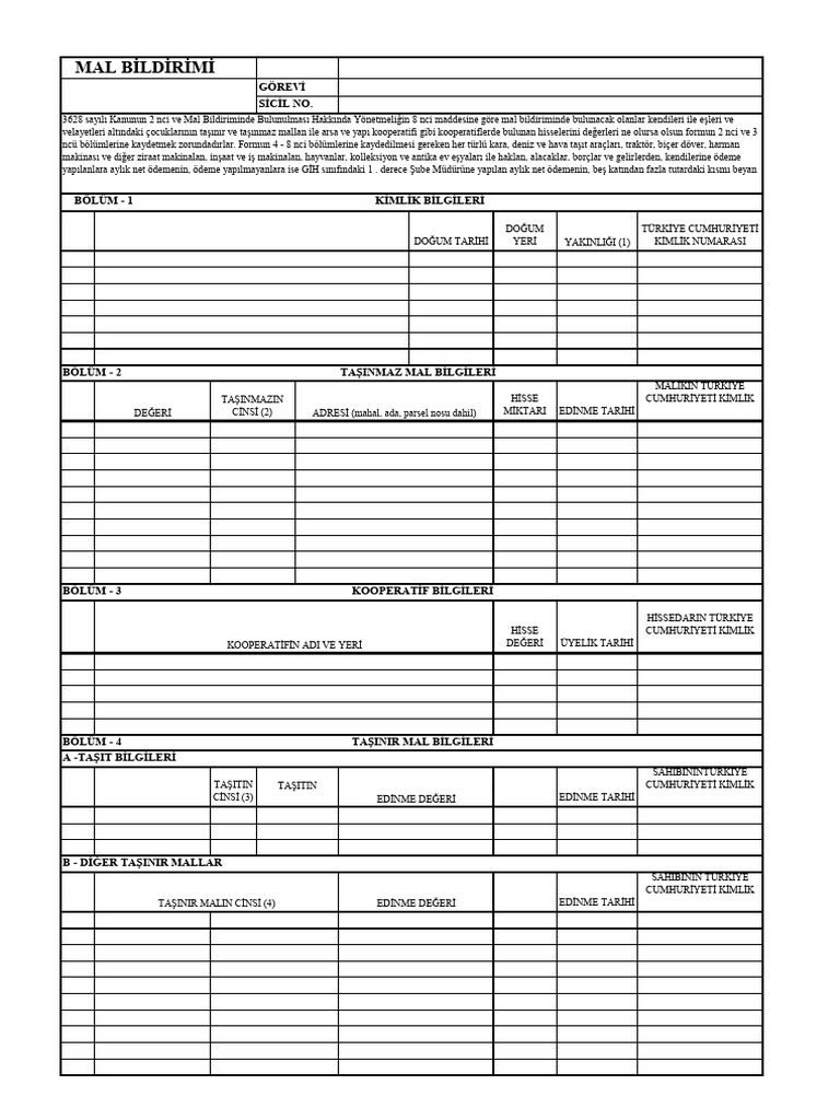 Mal Bi̇ldi̇ri̇m Formu | PDF