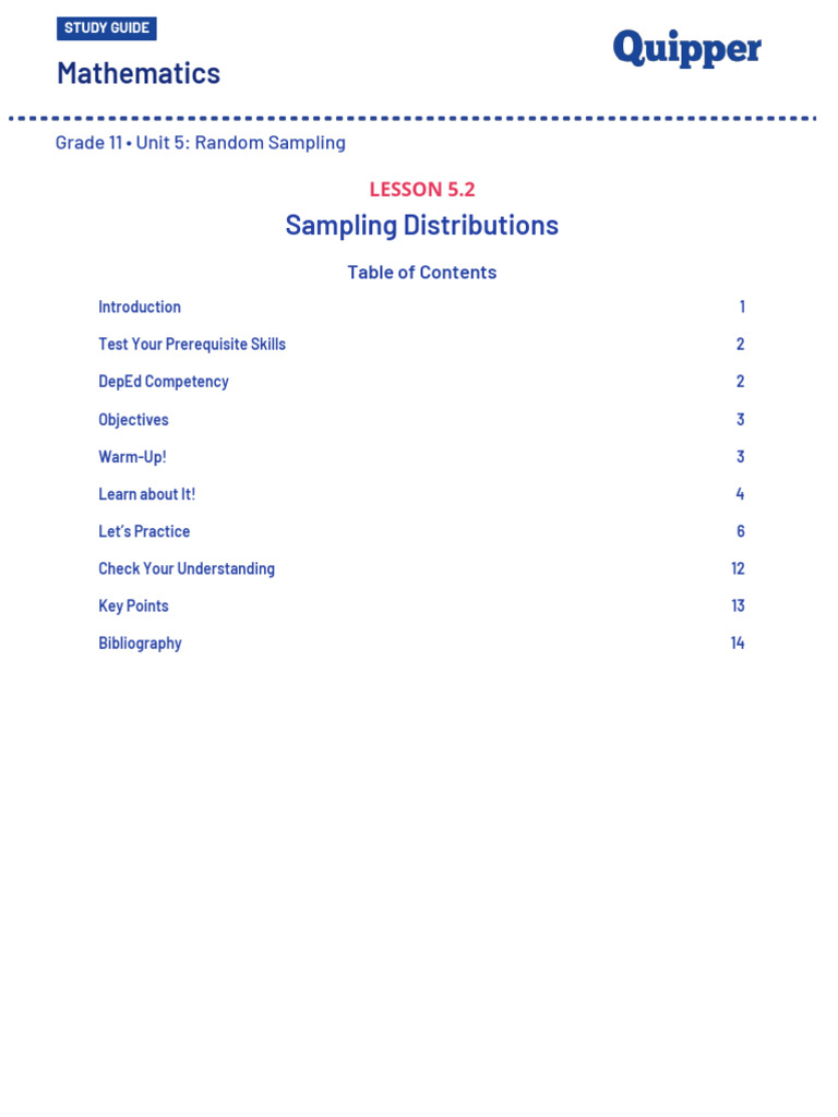 ME SP 11 Q3 0502 SG Sampling Distribution | PDF | Probability Distribution | Mean