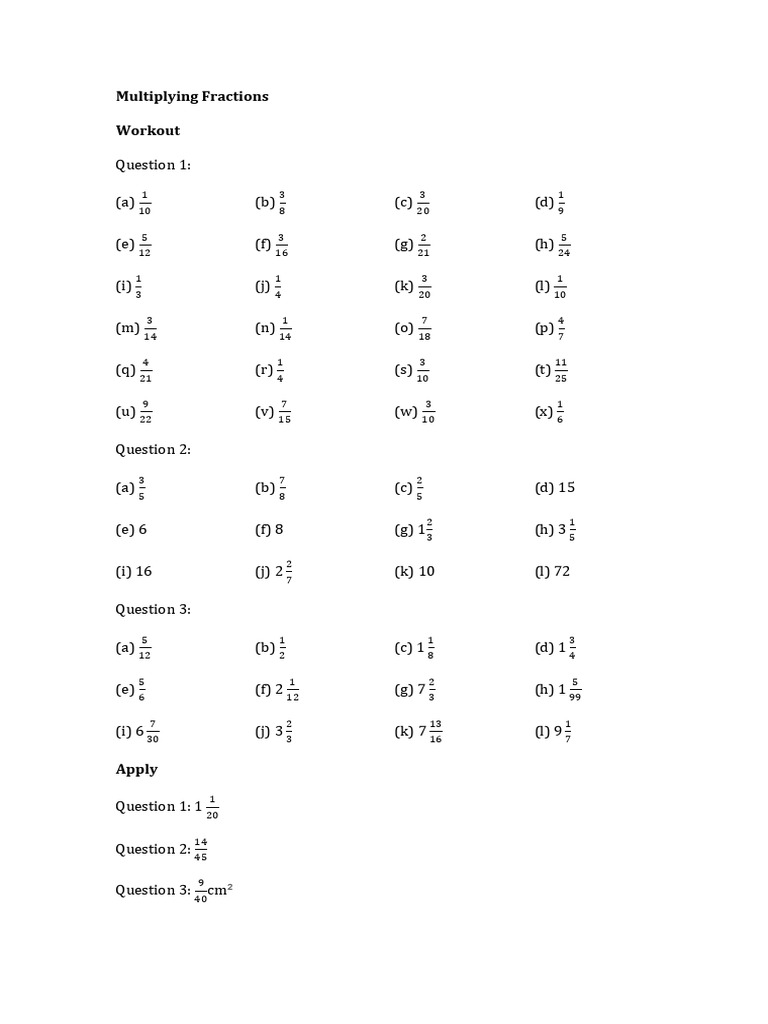 Multiplying Fractions Answers | PDF