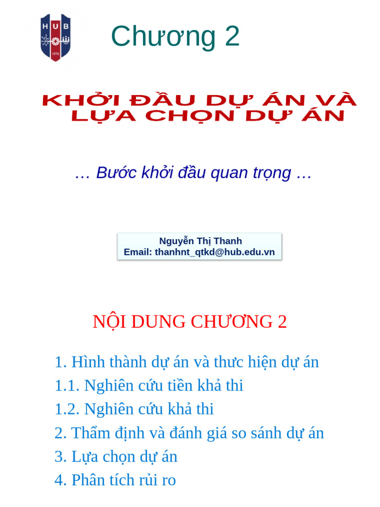 Chuong 2-Khoi Dau Va Chon Lua Du An | PDF
