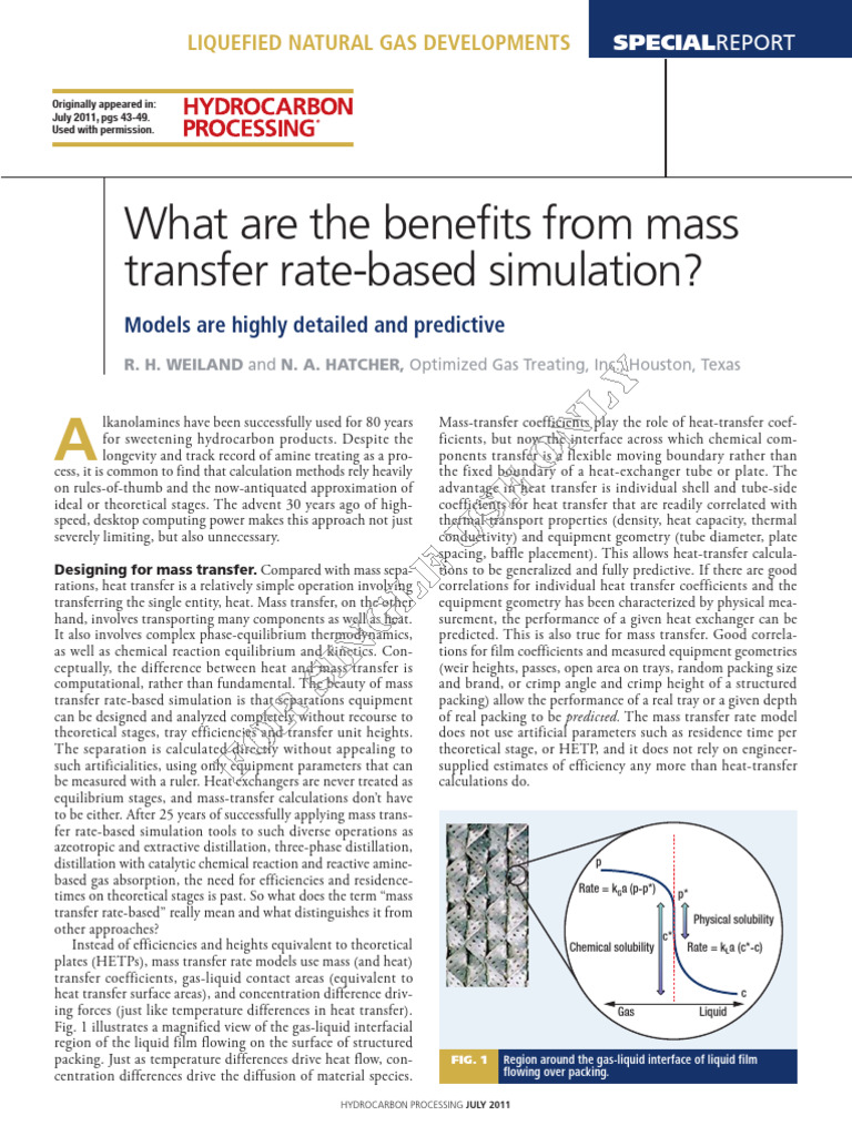 Mass Transfer Rate-Based Simulation in LNG | PDF | Physical Chemistry ...
