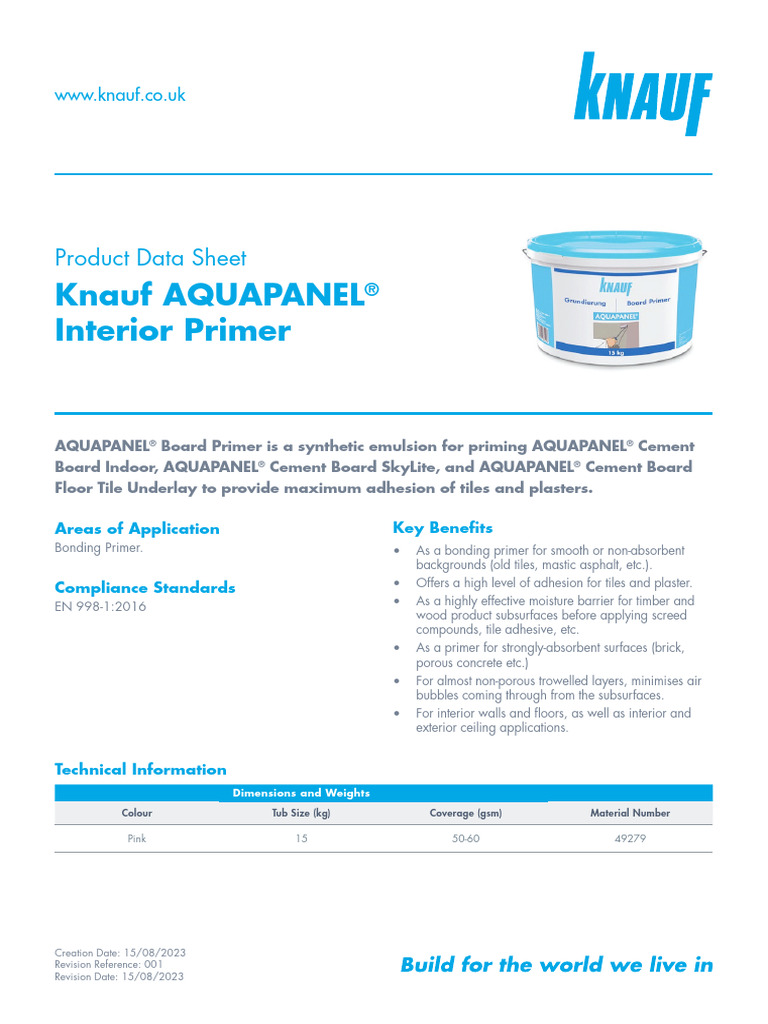 Knauf - Bathrooms - Cement Board Primer Before Tiling | PDF | Tile ...