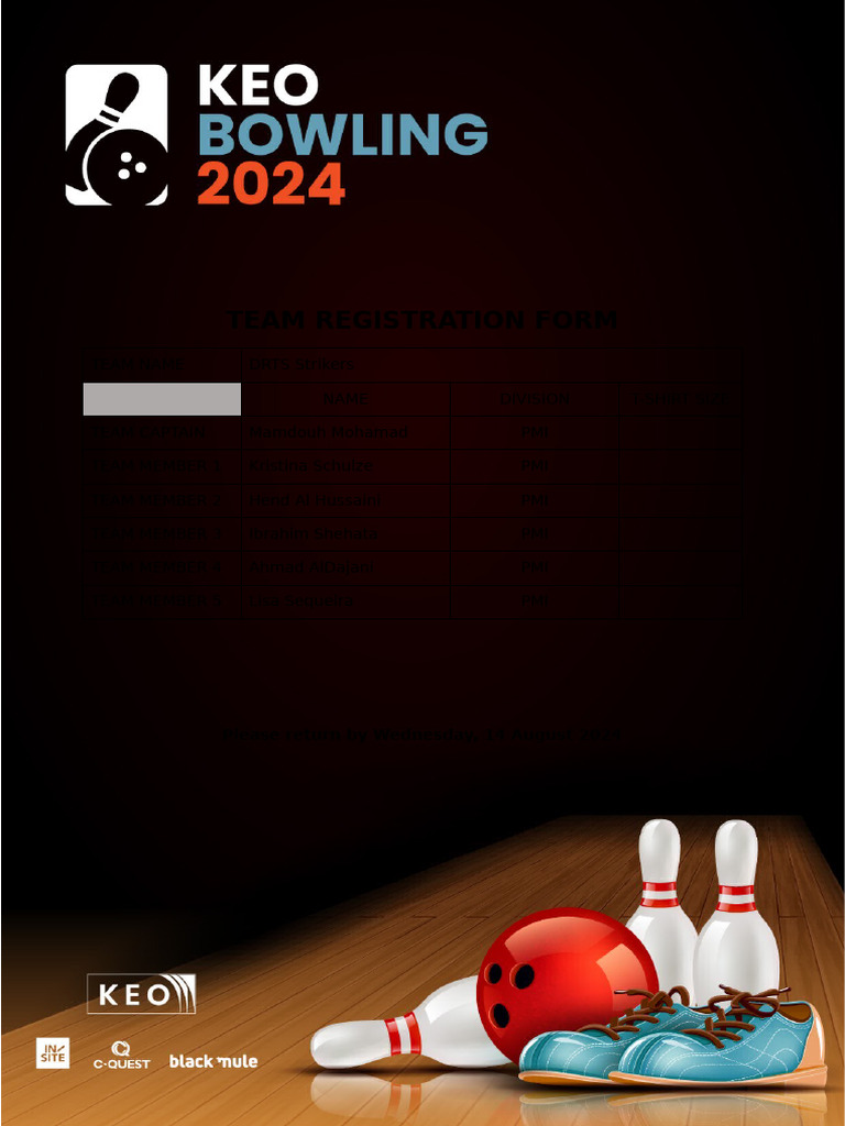 Bowling - Team Registration Form - DRTS Strikers | PDF